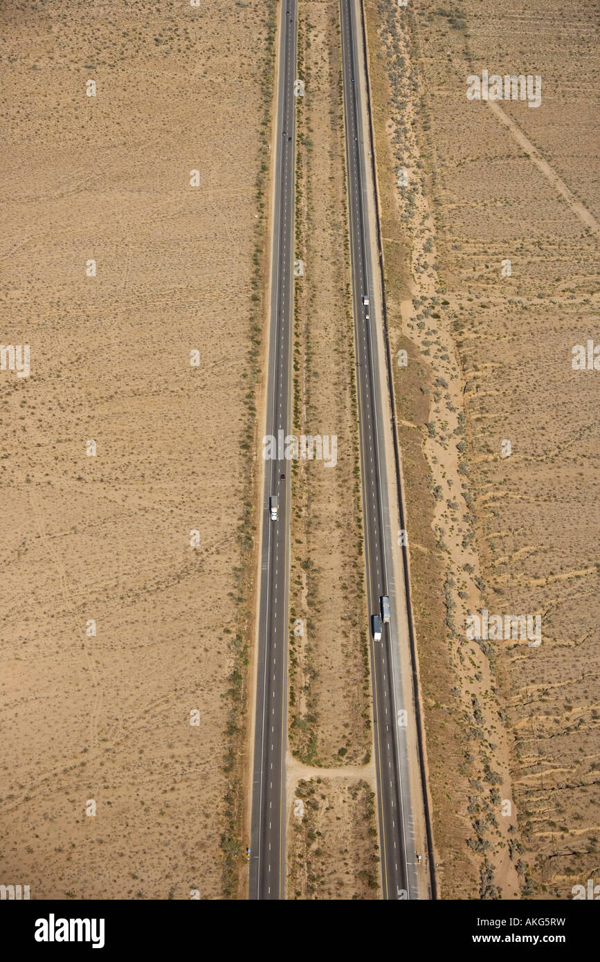 Aerial view of interstate through desert landscape Stock Photo - Alamy