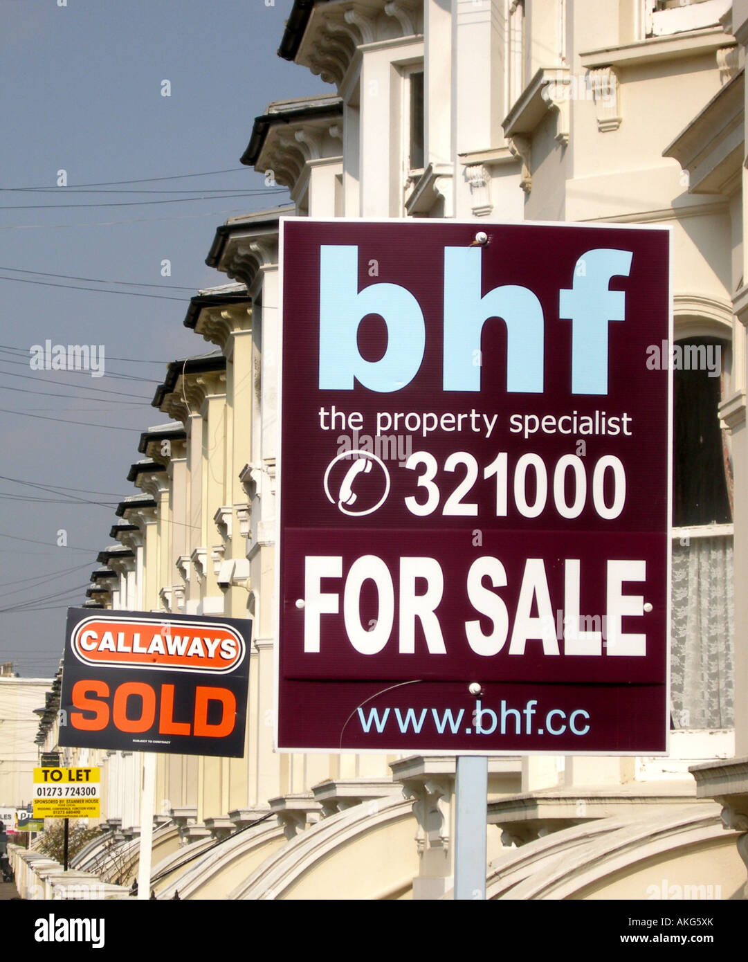 Street of Residential Houses with For Sale, Sold and To Let Signs, Hove ...