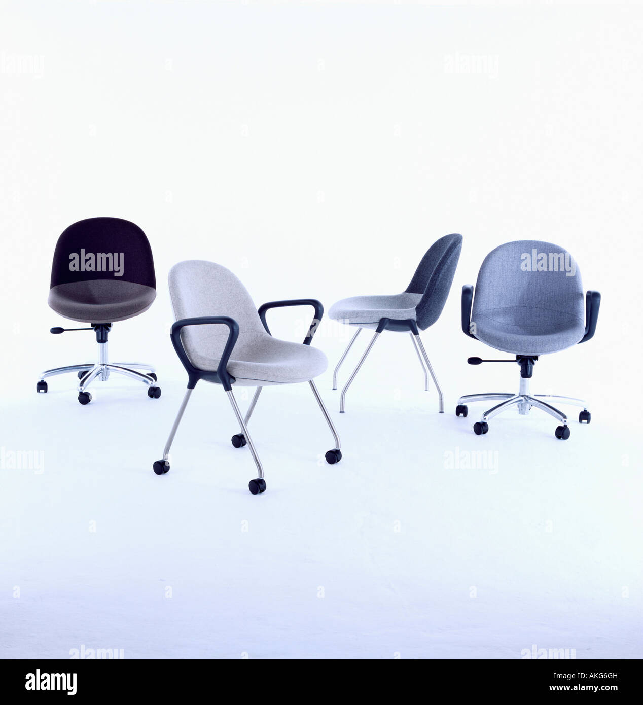 Group of modern grey office chairs Stock Photo - Alamy