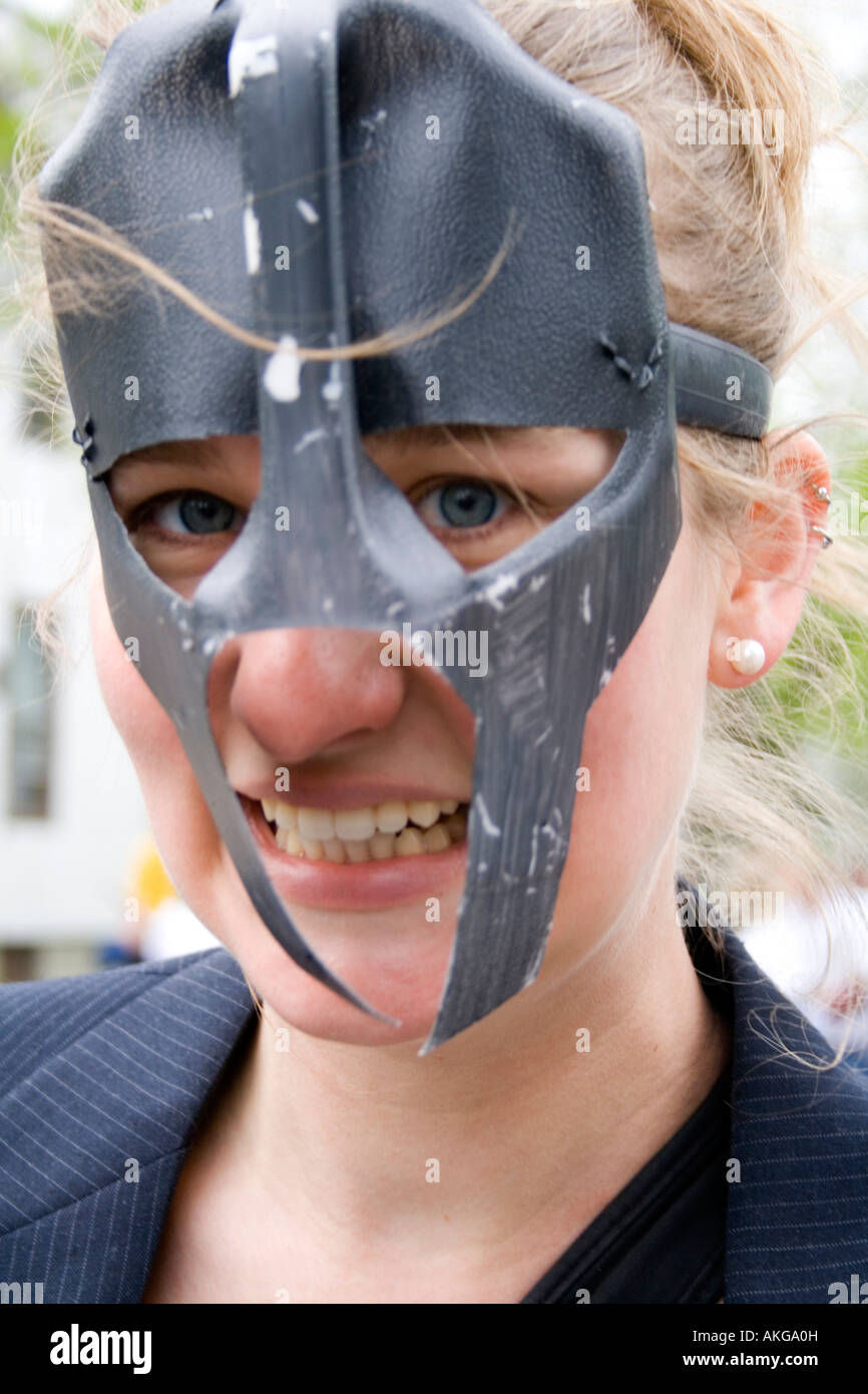 Water bottle mask on guard of fictional bottled water company employee ...