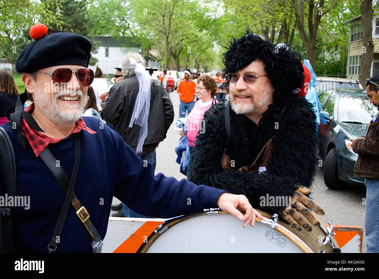 Handsome Scottish drummers age 60 waiting for parade to start. MayDay ...