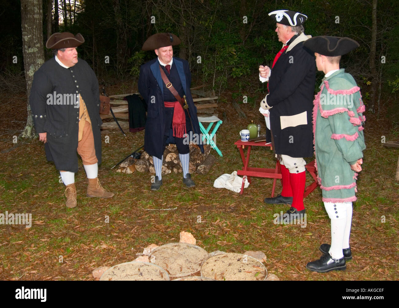 Soldiers Around Campfire at Revolutionary War Reenactment at Andrew ...