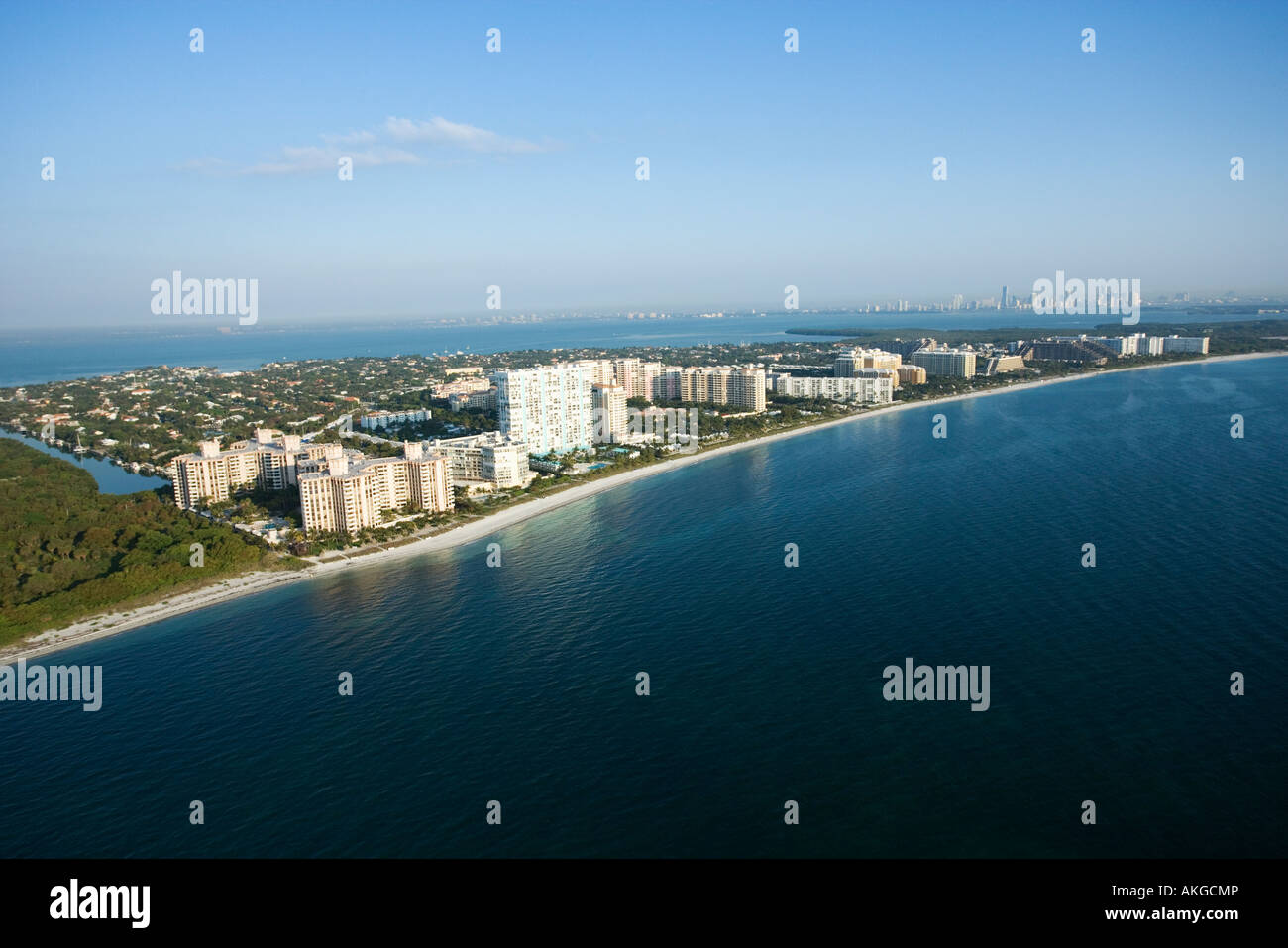 Aerial view of resort buildings on Key Biscayne beach Flordia Stock ...