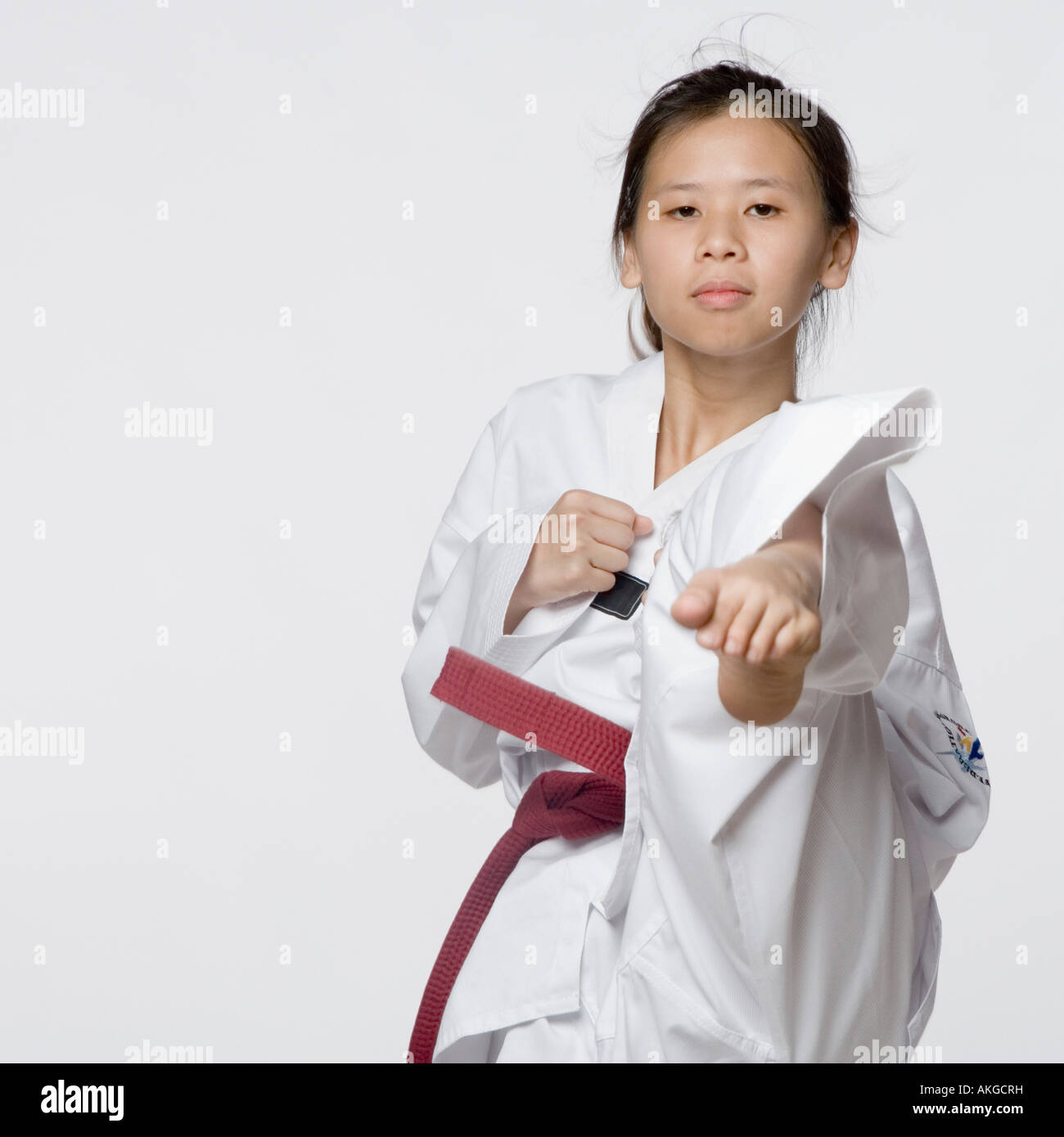 Woman performing judo kick hi-res stock photography and images - Alamy