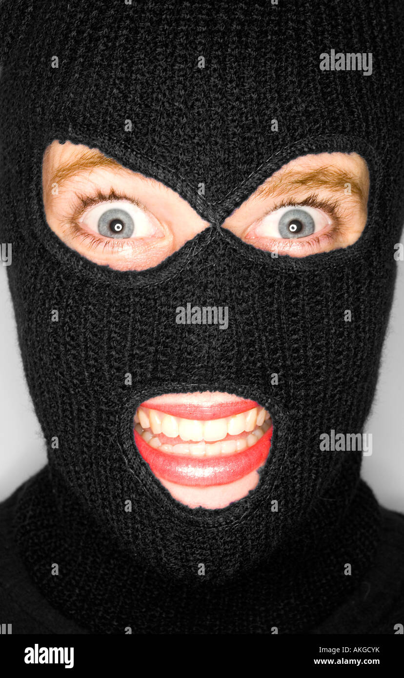 A stock photograph of an attractive woman wearing a balaclava Stock ...