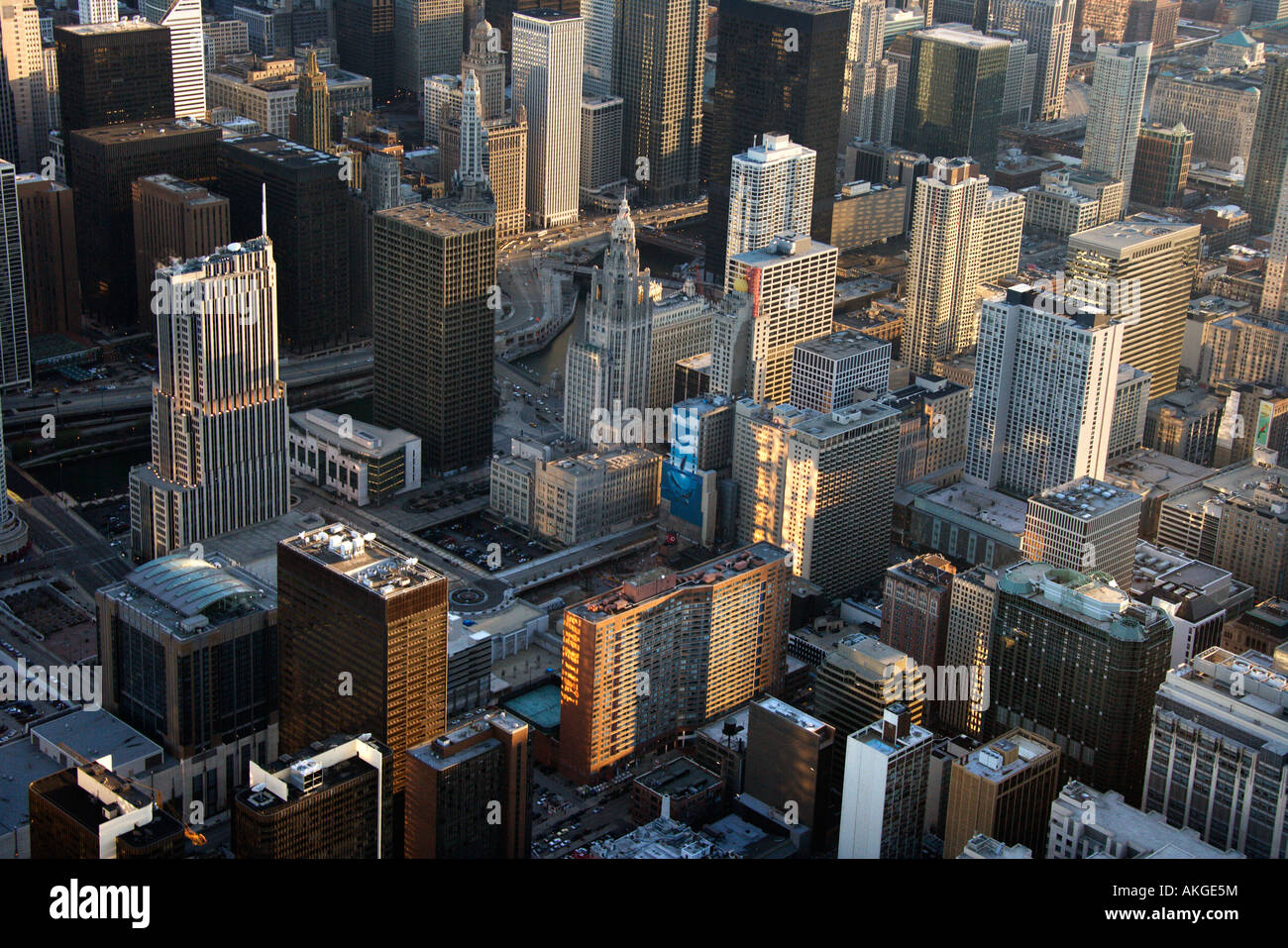 Aerial view of buildings in downtown Chicago Illinois Stock Photo - Alamy