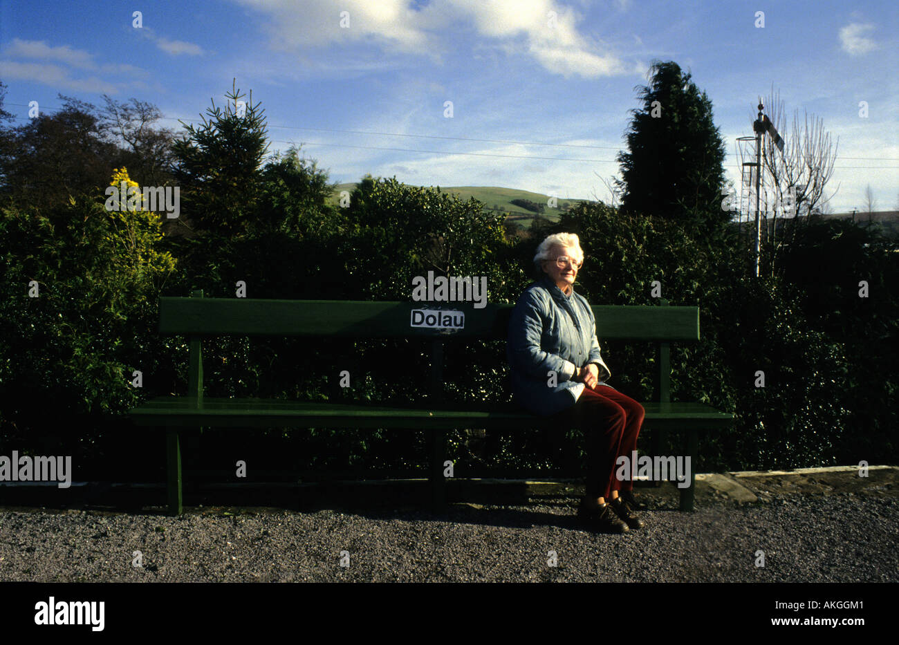 Passenger waiting for a train to Swansea at Dolau station on the Heart ...