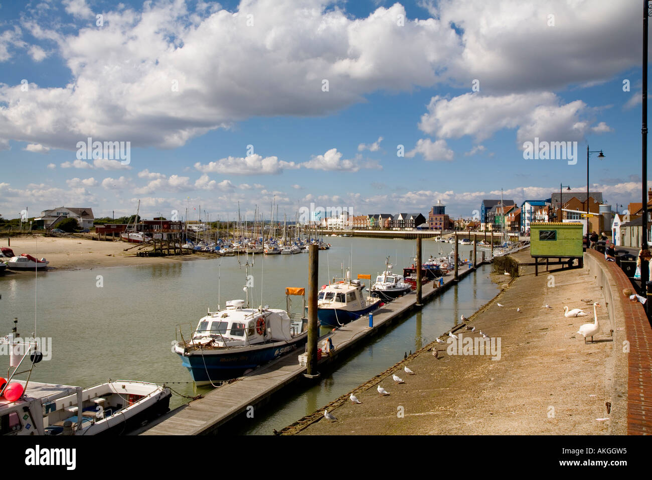 A view of the river Arun with fishing and sailing boats on moorings at ...