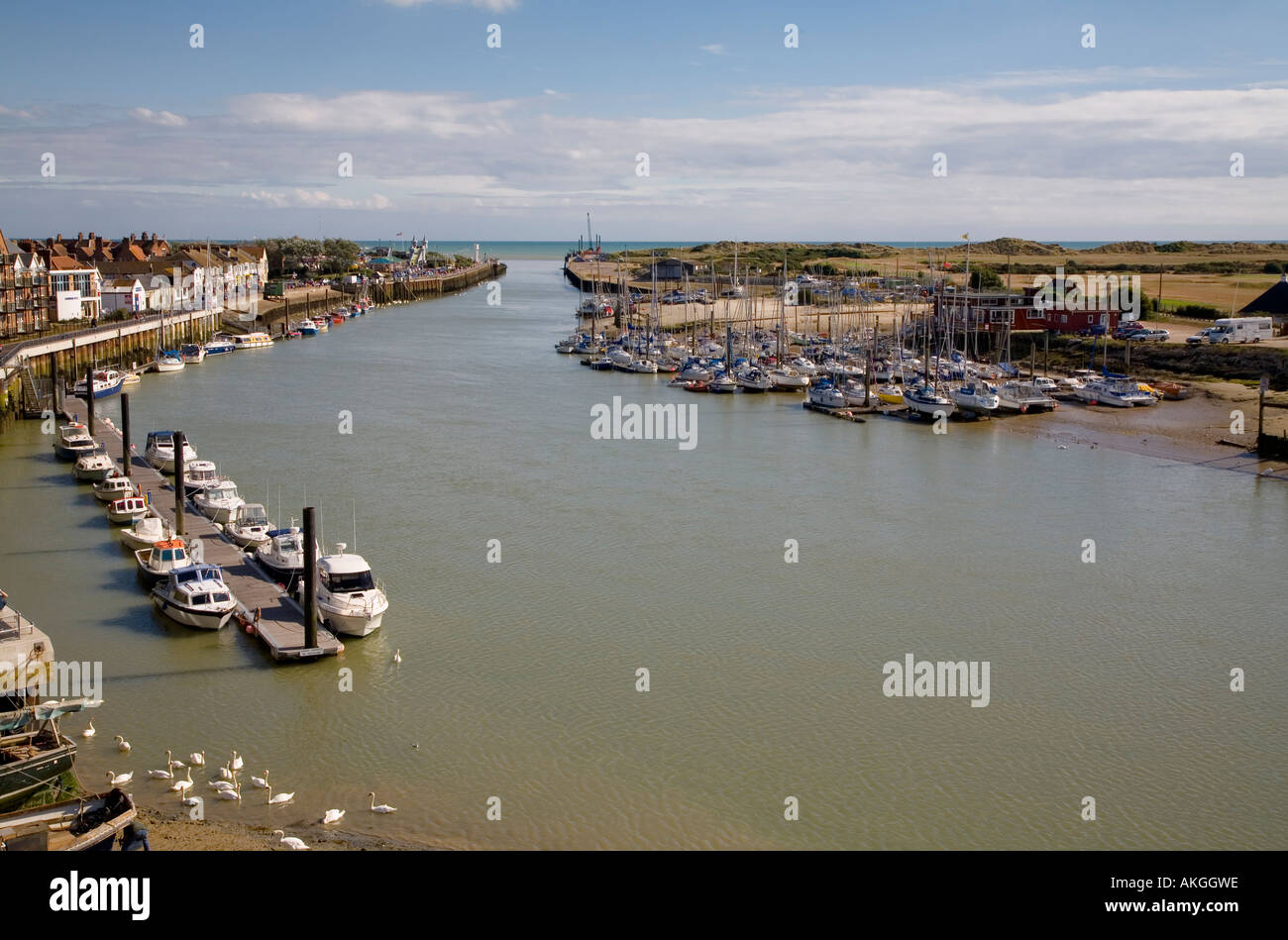 A view of the river Arun with fishing and sailing boats on moorings at ...