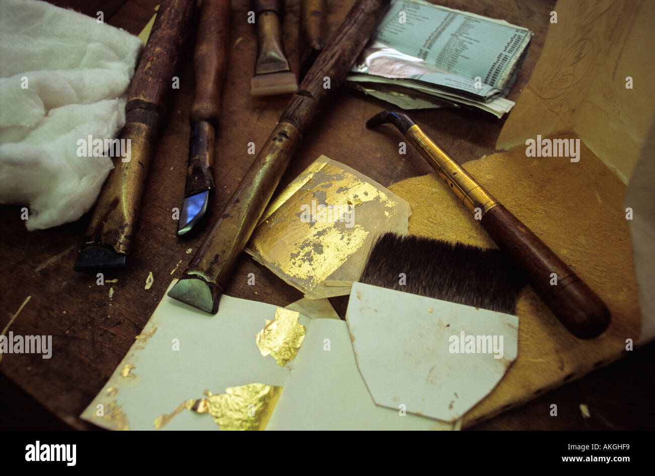 Gold leaf tools Stock Photo - Alamy