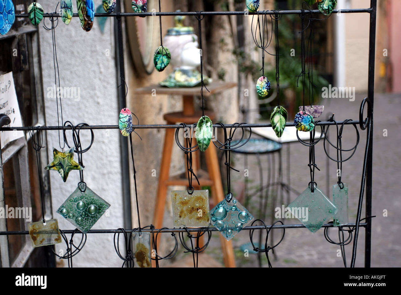 Trinkets stall, Cervo, Ligury, Italy Stock Photo - Alamy