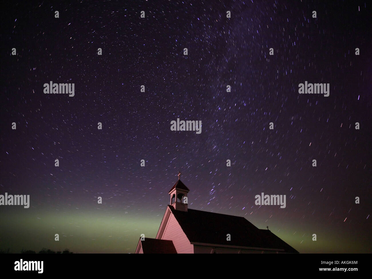 Aurora borealis over church hi-res stock photography and images - Alamy