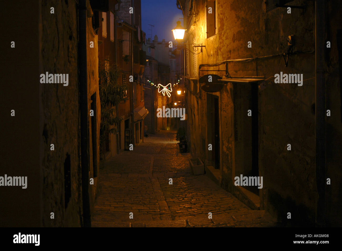 Grisia street at night Rovinj Croatia Stock Photo - Alamy