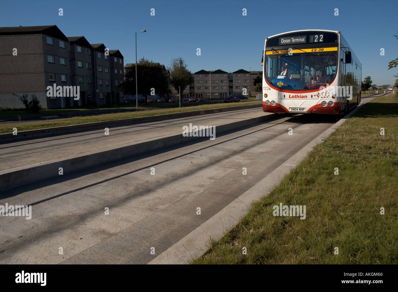 Bus on the West of Edinburgh guided busway Stock Photo - Alamy