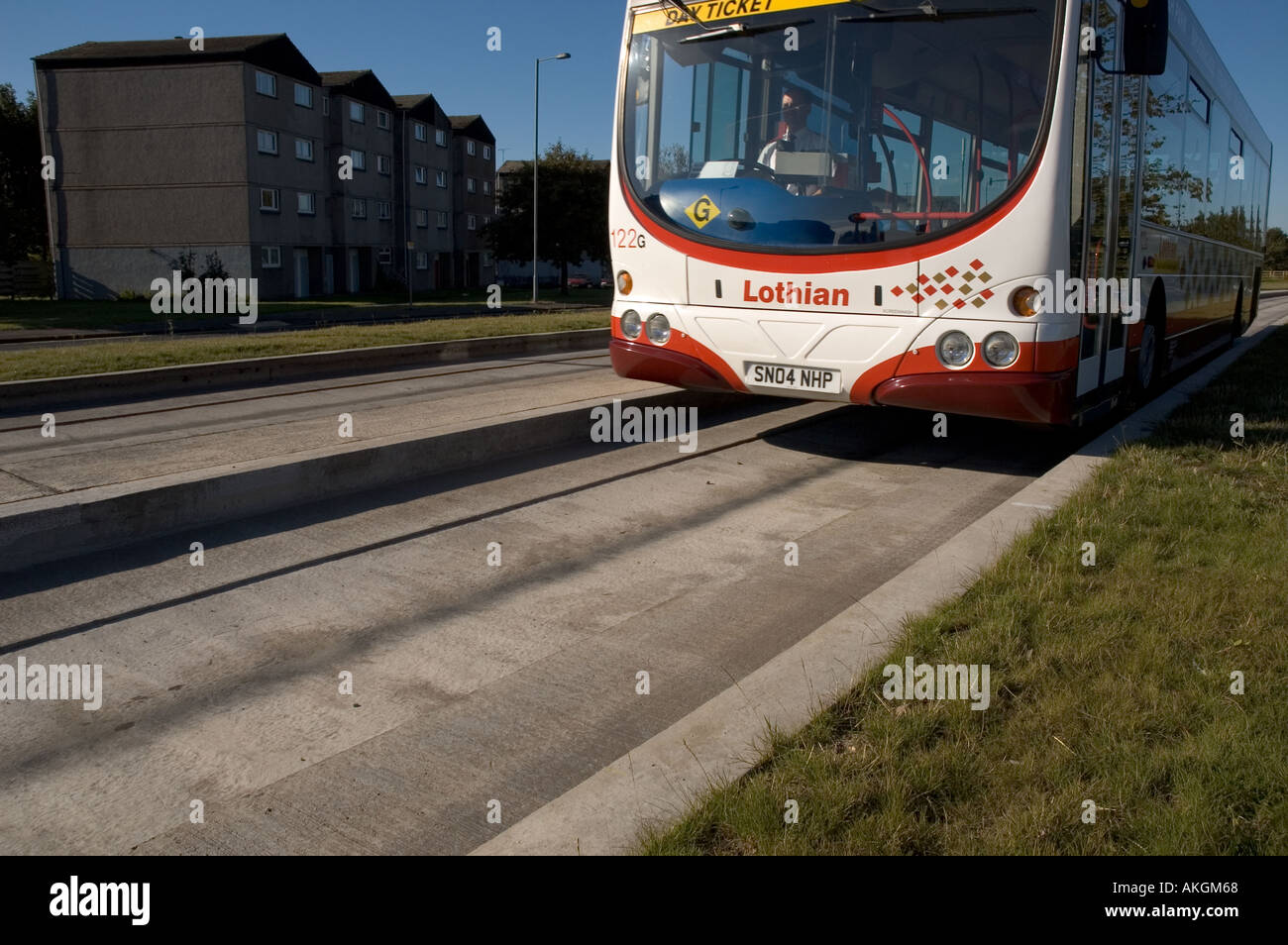 Bus on the West of Edinburgh guided busway Stock Photo - Alamy
