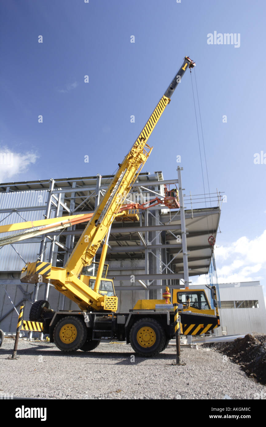 Telescopic crane on building site Stock Photo - Alamy