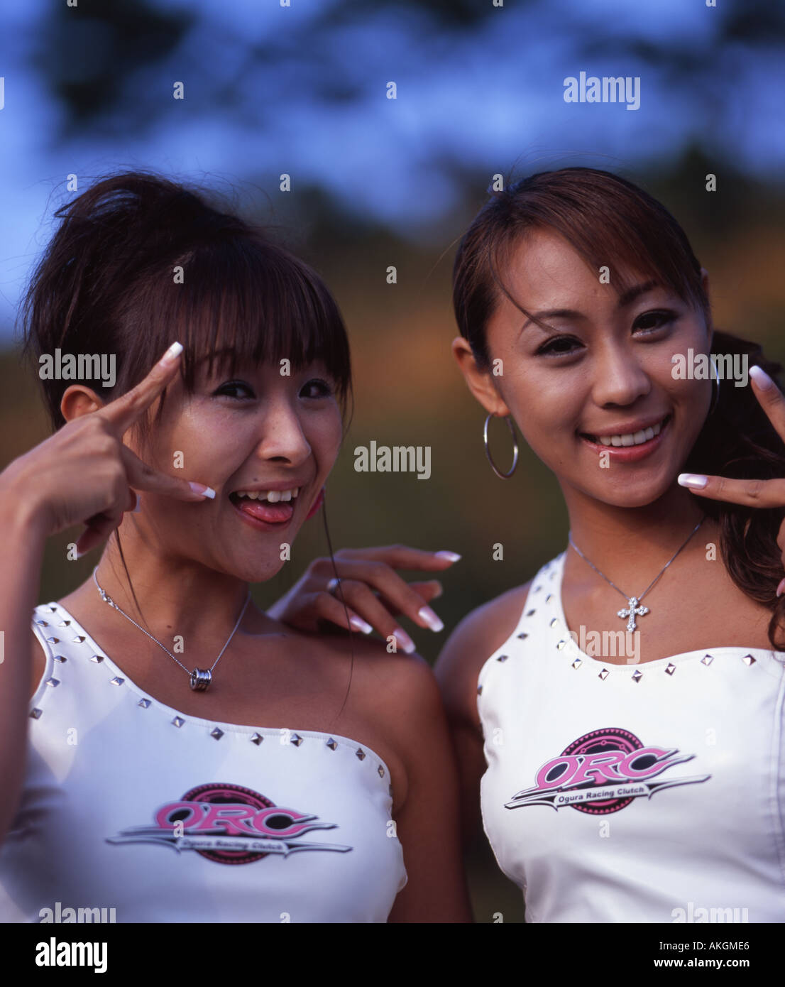 Pit girls at the Okinawan D1 drift racing competitions Stock Photo - Alamy