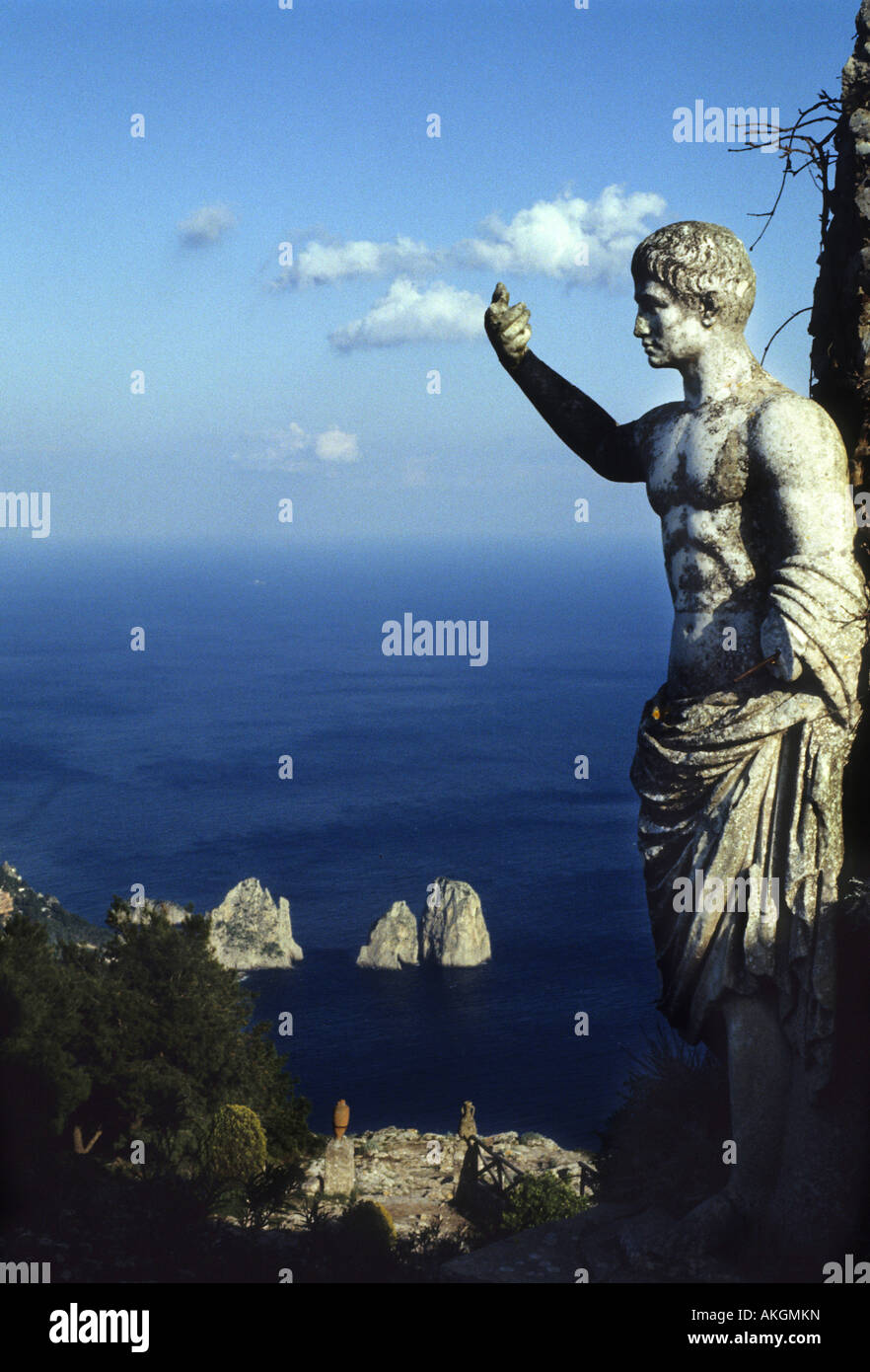 Tiberio statue, Monte Solaro, Capri island, Campania, Italy Stock Photo ...