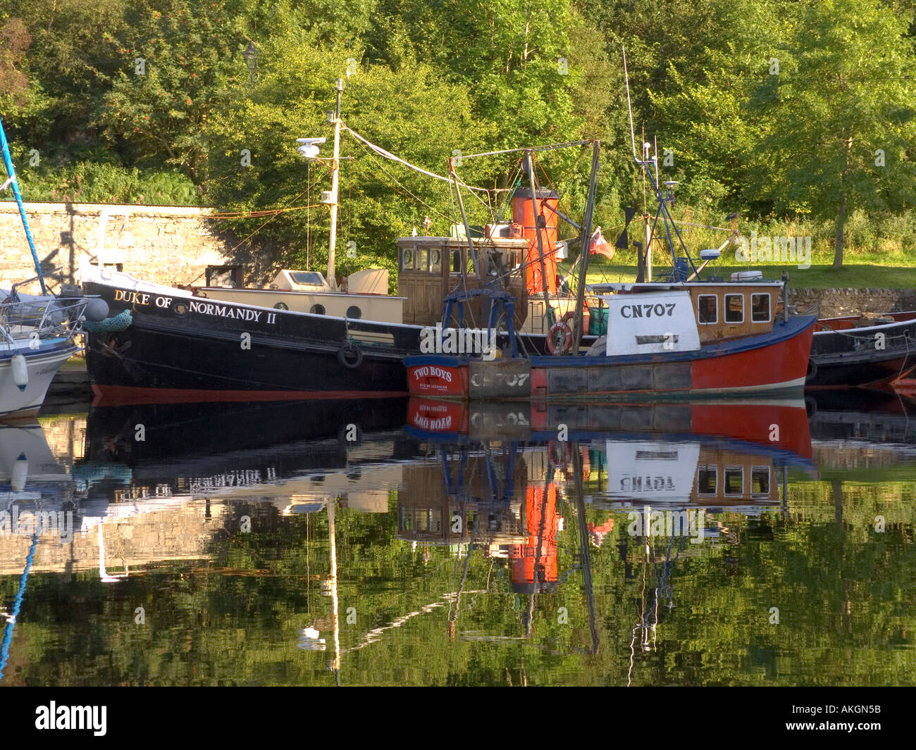 Crinan harbour reflections Argyll Scotland Stock Photo - Alamy