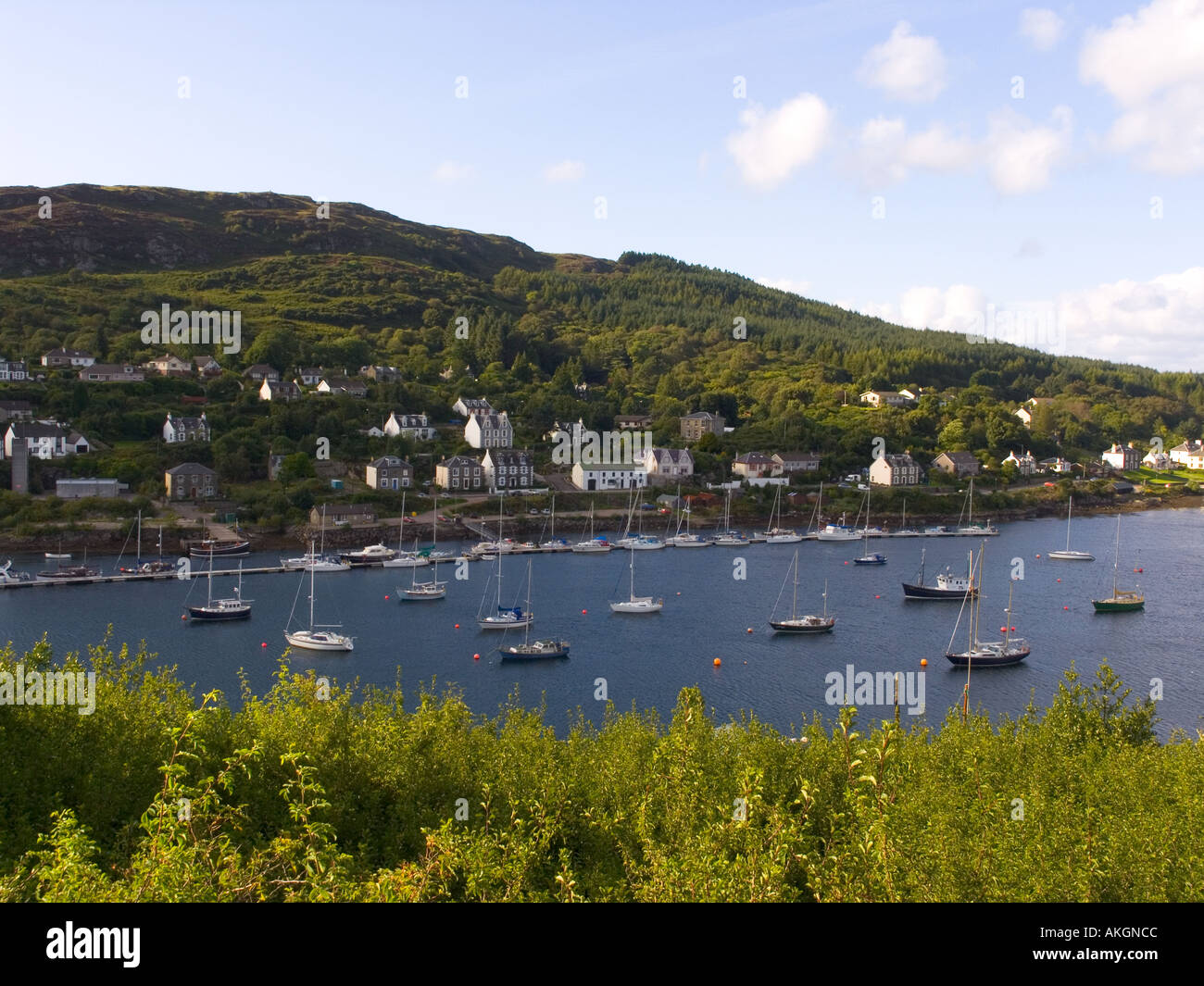 Tarbert harbour from above looking down from Tarbert castle Argyll ...
