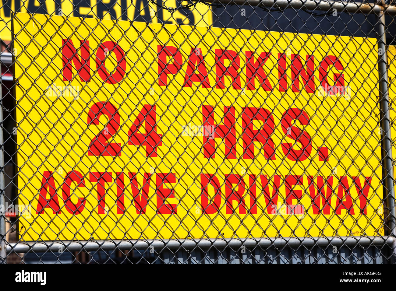 NO PARKING, SIGN, 24 HOURS, ALL DAY, ACTIVE DRIVEWAY, WARNING, CAUTION ...