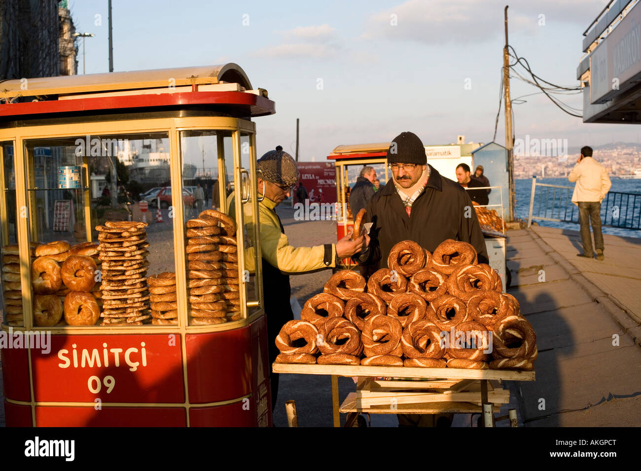 Turkey, Istanbul, bread salesman along the Bosphorus river Stock Photo ...