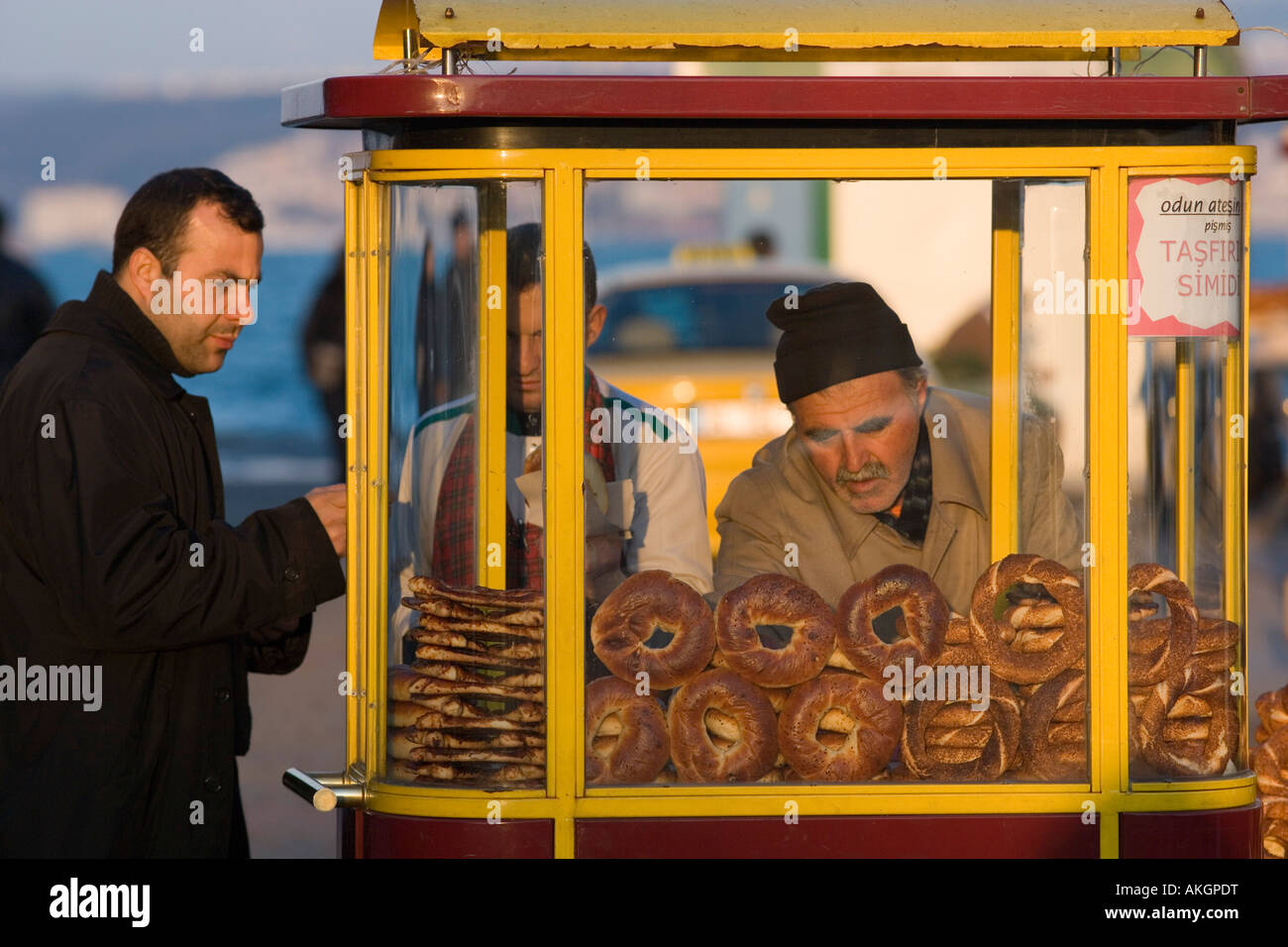 Turkey, Istanbul, bread salesman along the Bosphorus river Stock Photo ...