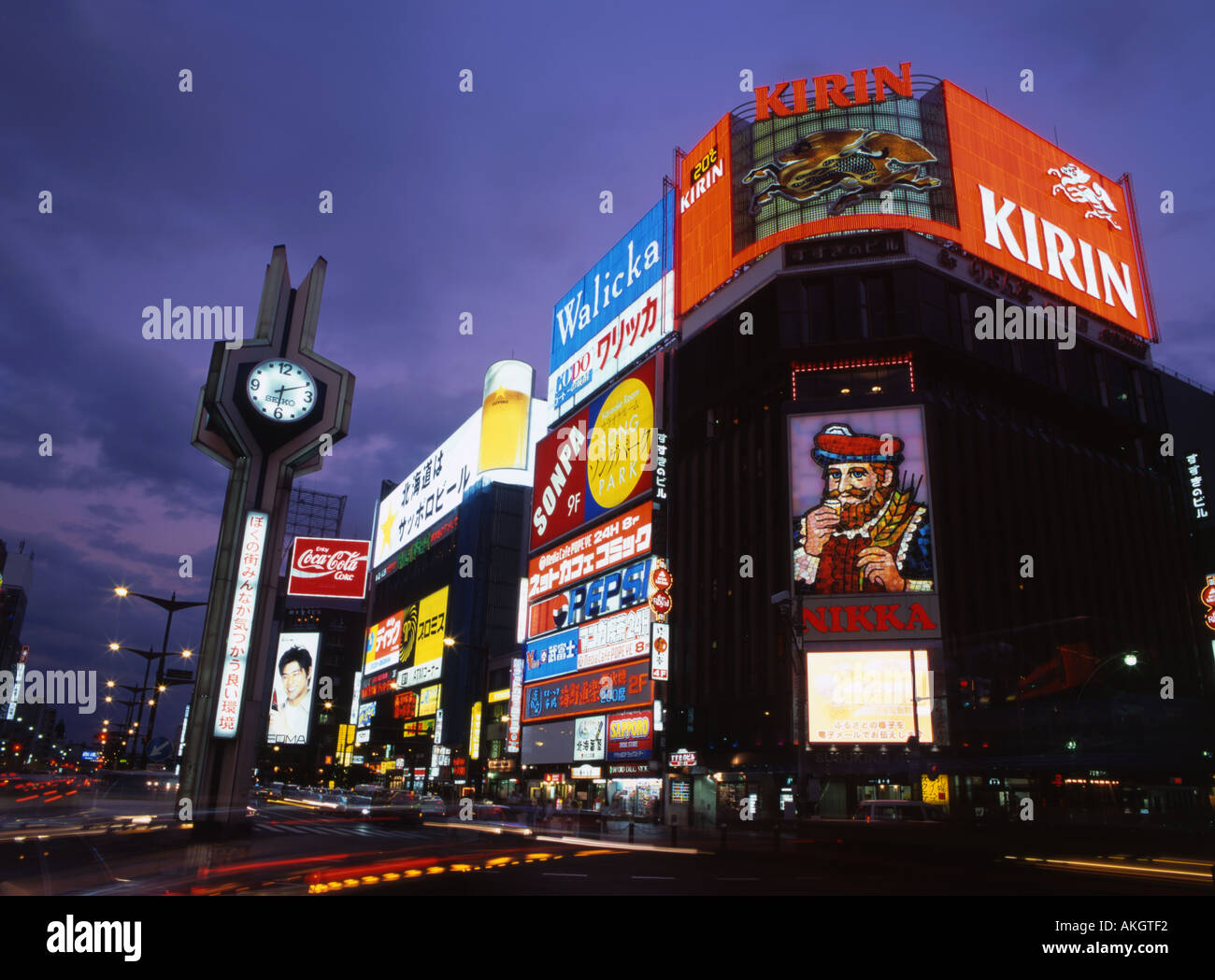 Neon lights of Suskino The entertainment district of Sapporo Hokkaido ...