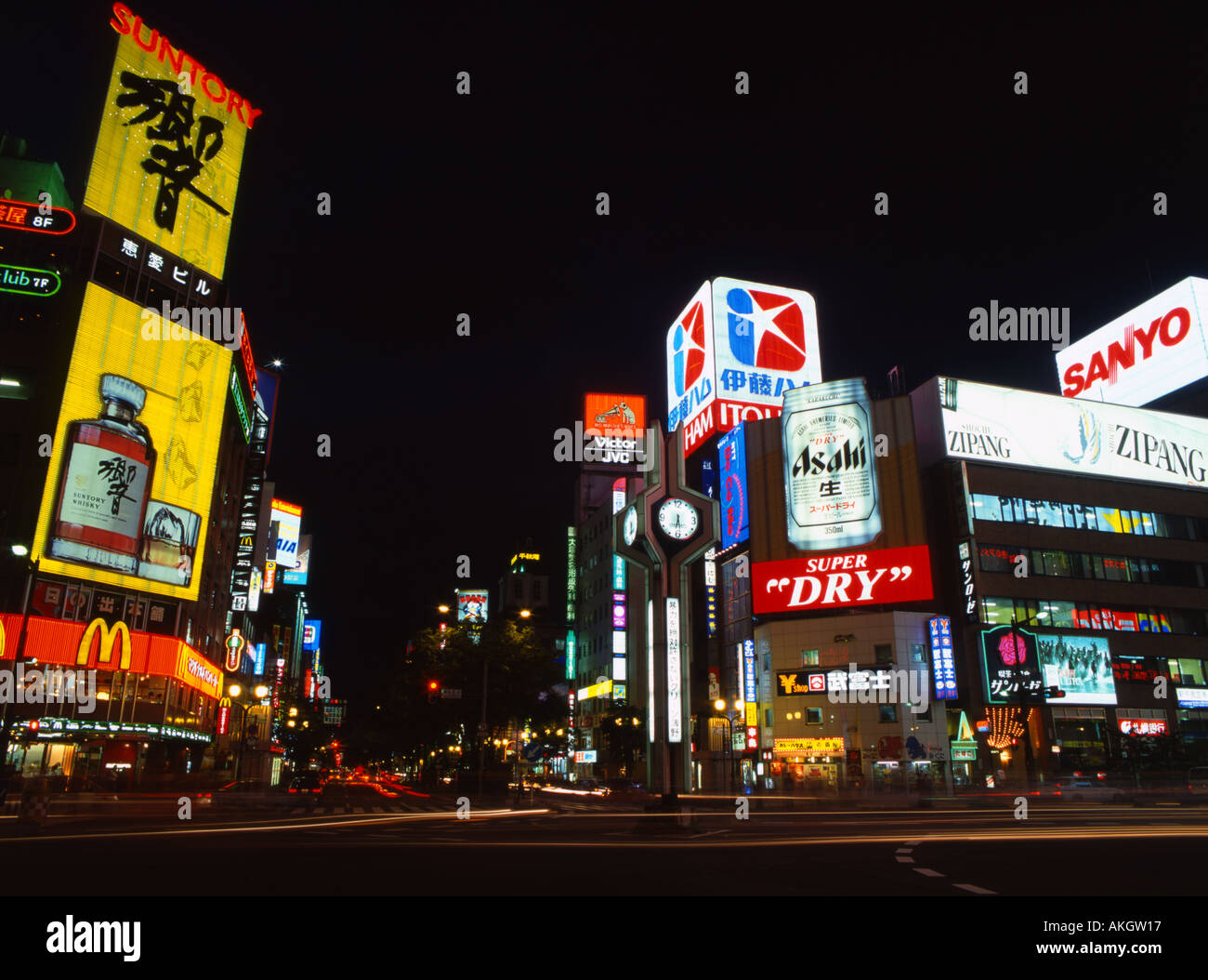 Neon lights of Suskino The entertainment district of Sapporo Hokkaido ...