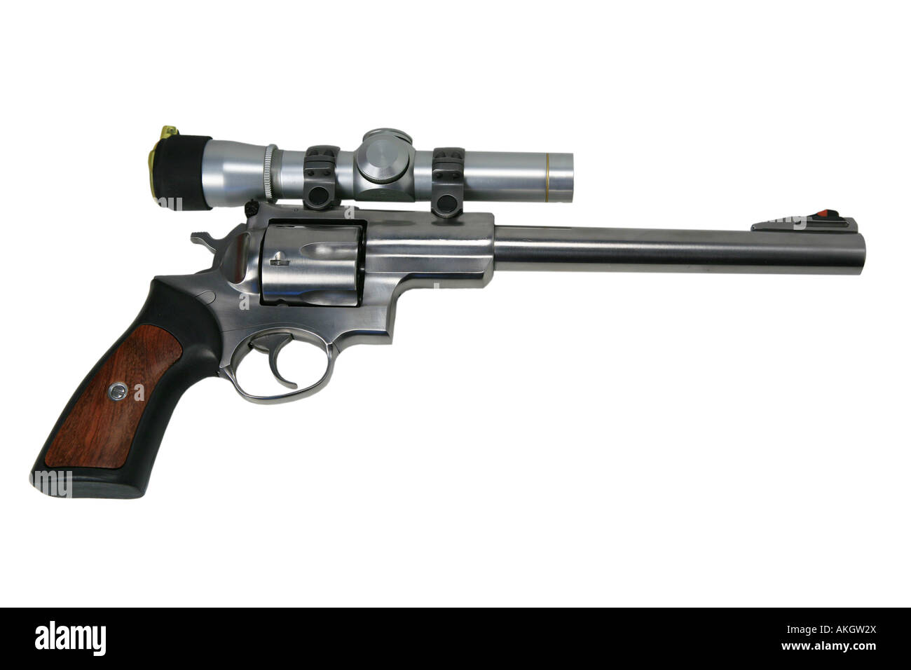 44 caliber hand gun with scope isolated on white background Stock Photo ...