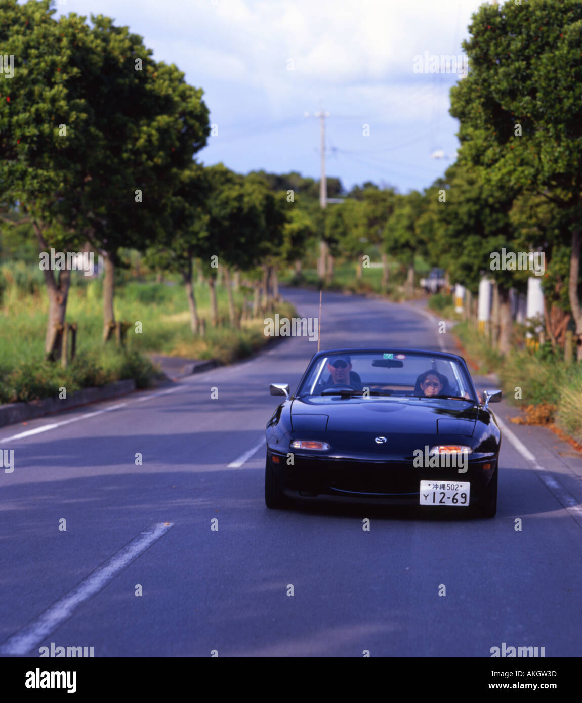 Mazda MX5 Eunos Rodaster miata convertible MK1 on open roads of Okinawa ...
