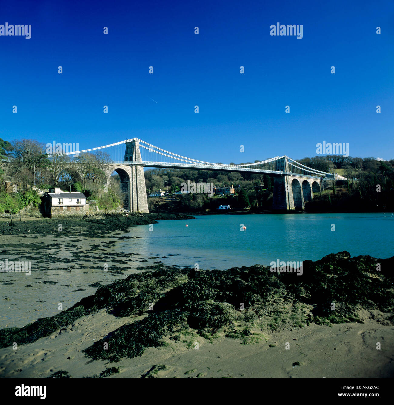 menai suspension bridge over menai straits county of gwynedd wales ...