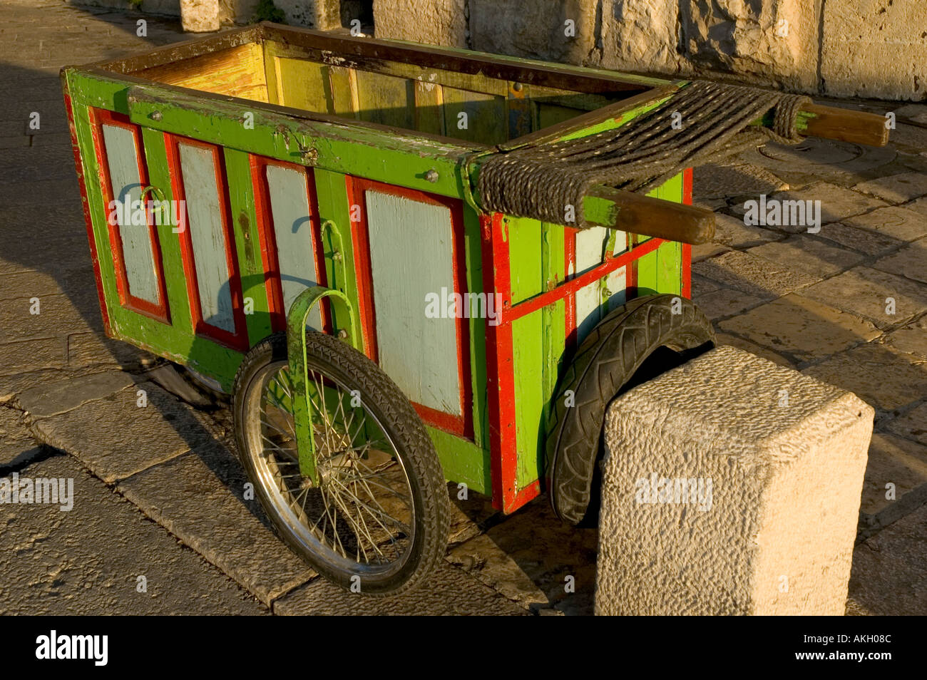 Israel Jerusalem old city Jaffa gate traditional colourful wheel cart ...