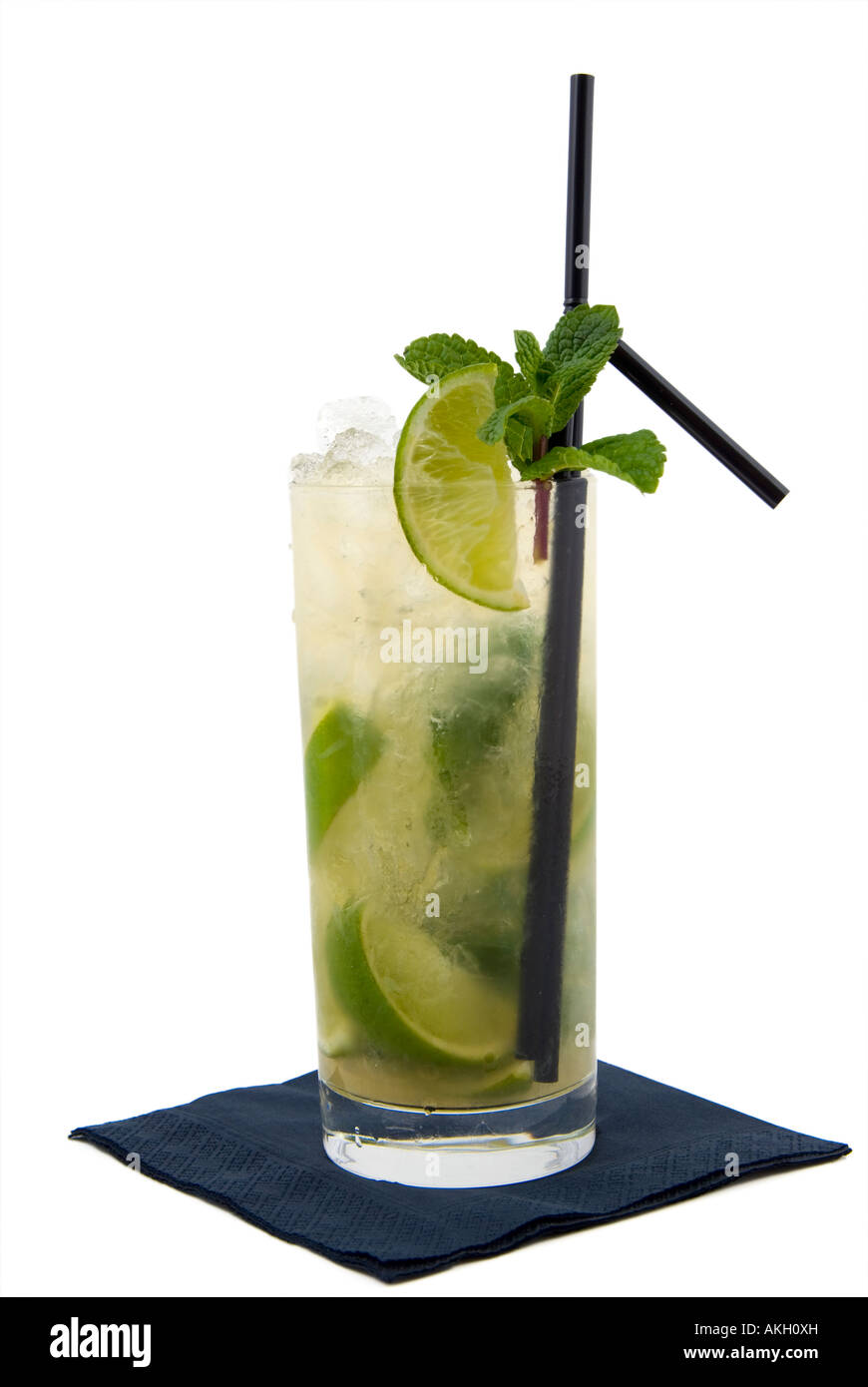 cocktail drink with straws and mat Stock Photo - Alamy