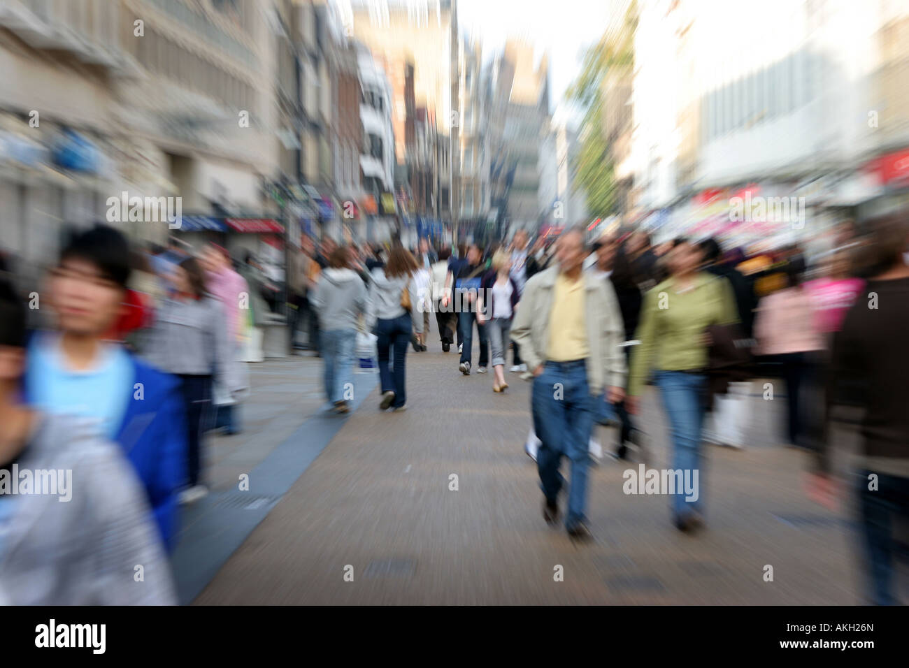 shoppers in a busy town centre high street Stock Photo - Alamy