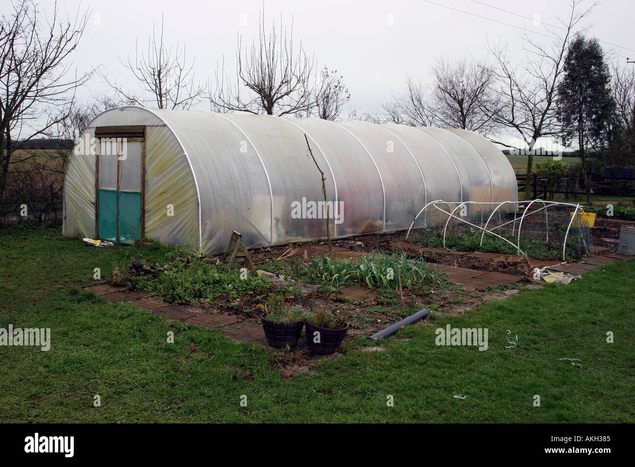 Polly tunnel in a kitchen garden Hampshire U K Stock Photo - Alamy