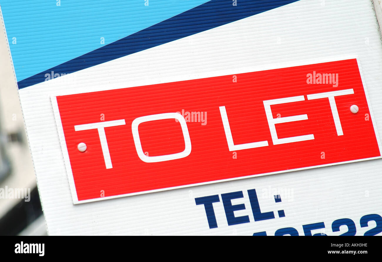 estate agent to let board outside residential property Stock Photo - Alamy
