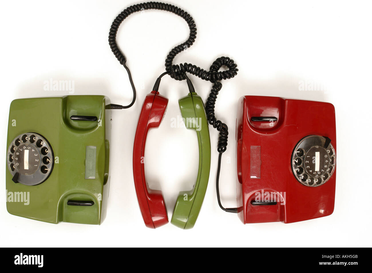 colourful retro phones symbolizing conference teamwork network Stock ...