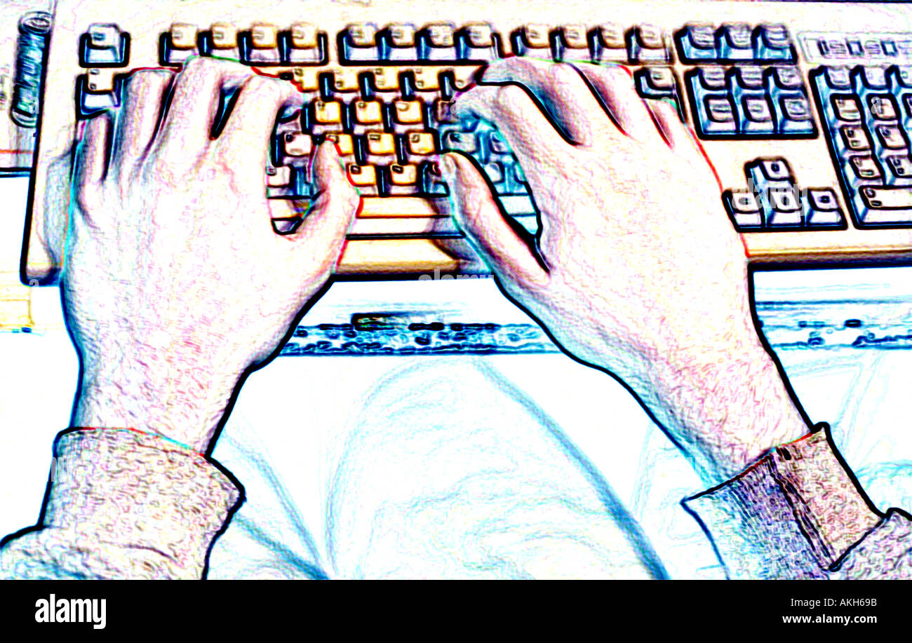 hands on the keyboard Stock Photo - Alamy