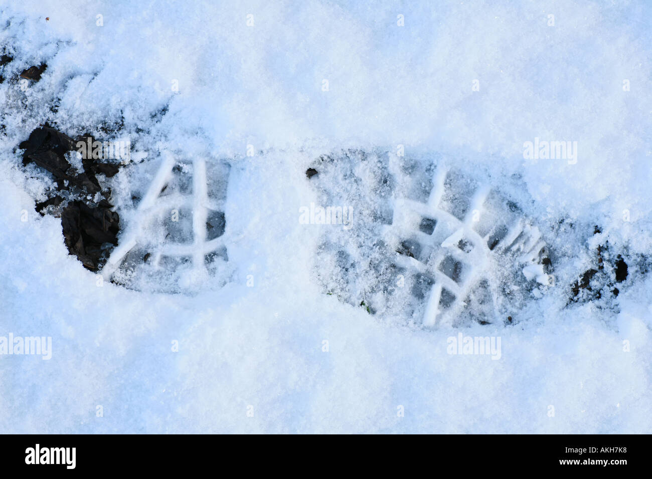 beautiful winter mood footstep in snow Stock Photo - Alamy