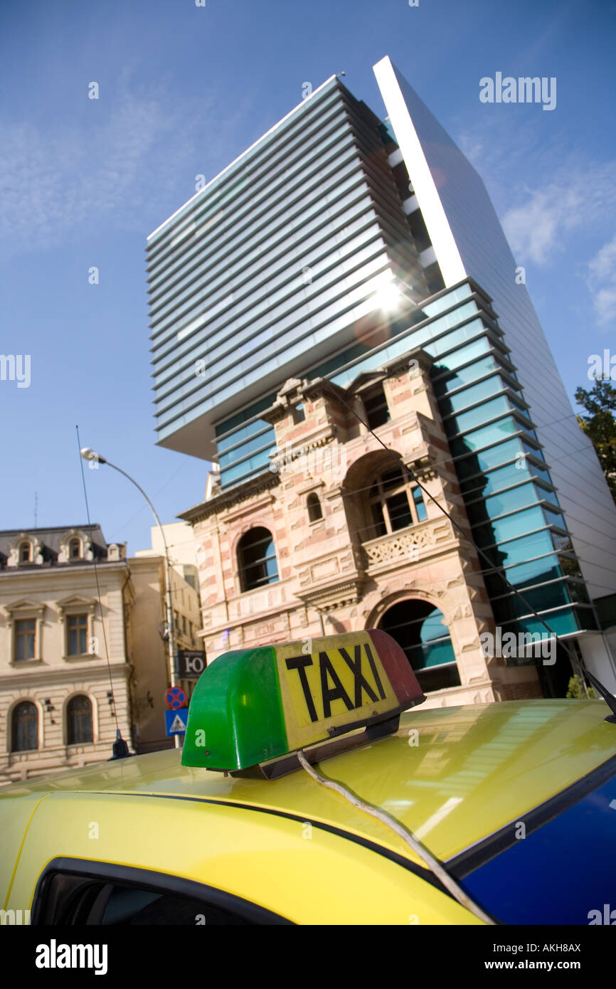 Taxi modern building Bucharest Romania Stock Photo - Alamy