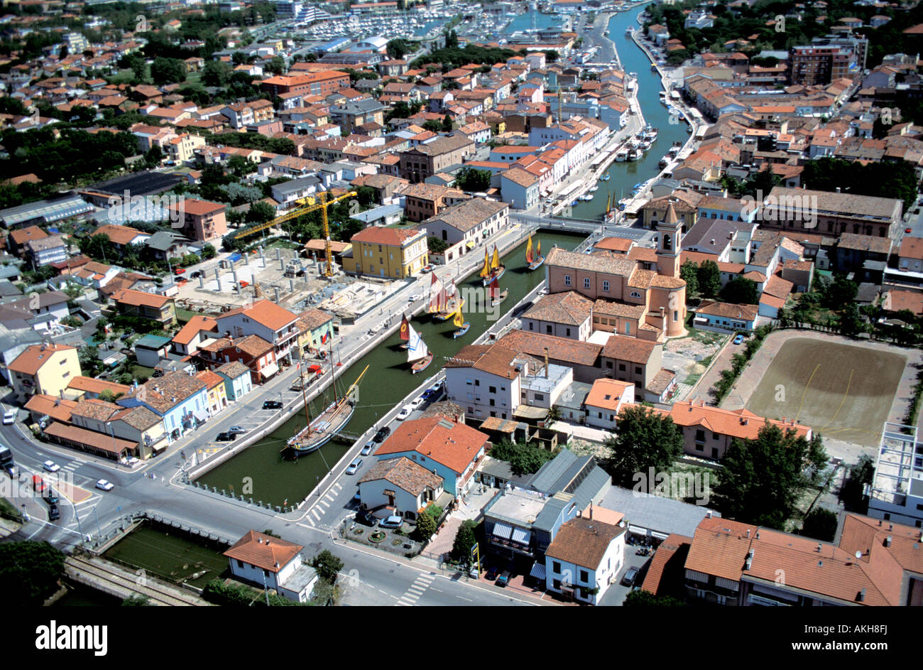 Aerial view, Cesenatico, Emilia Romagna, Italy Stock Photo - Alamy