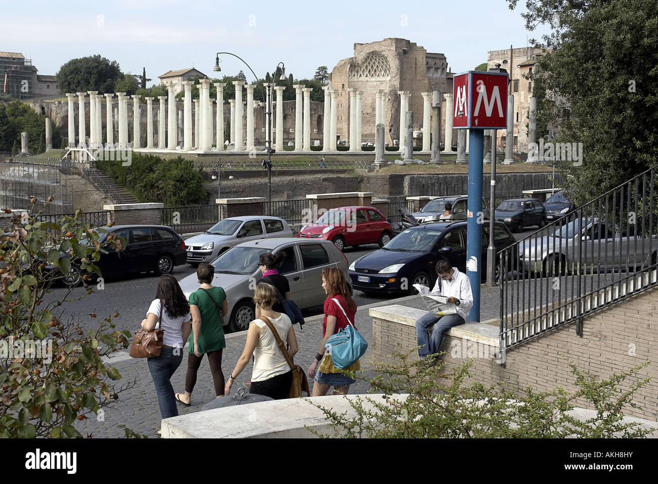 Exit of Colosseo underground station in Rome with Venus Temple and fake ...