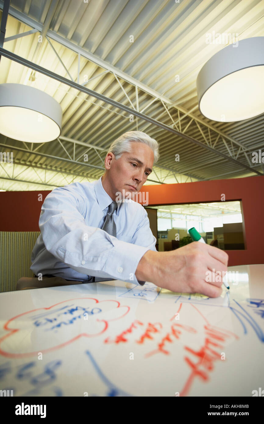 Man writing on a whiteboard Stock Photo - Alamy