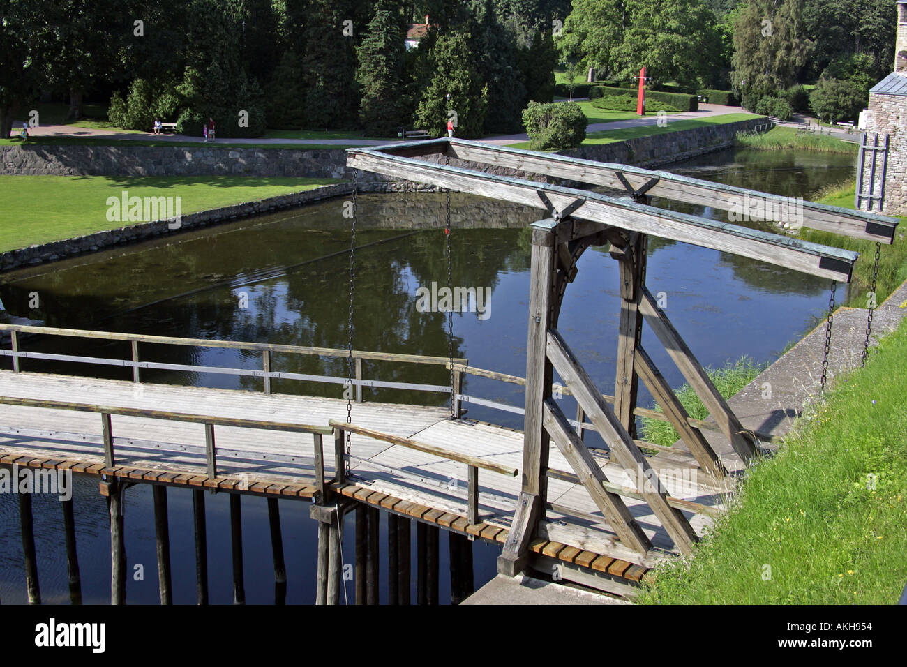 Castle with bridge Stock Photo - Alamy
