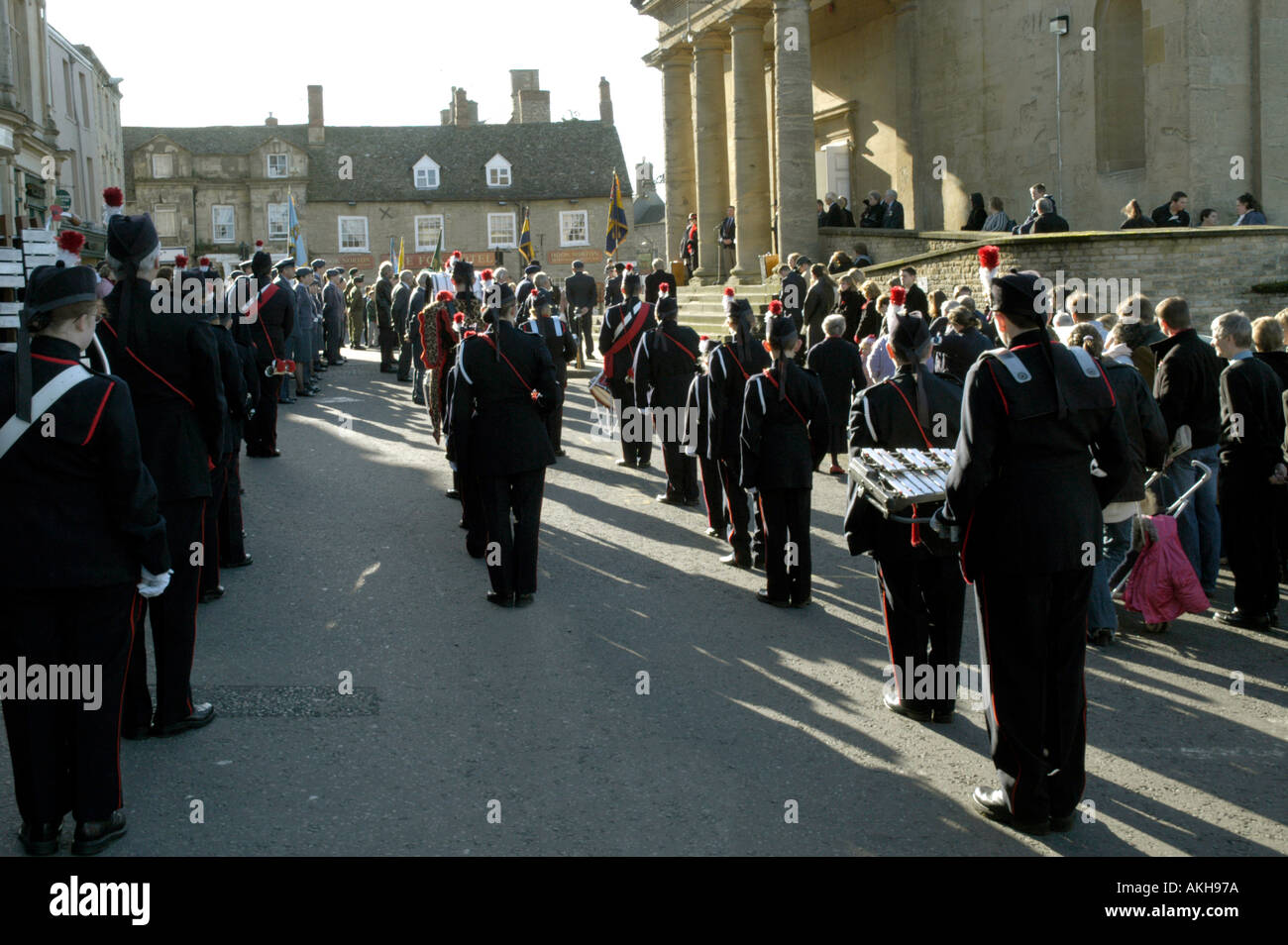 Remembrance sunday parade outside the town hall in Chipping Norton ...