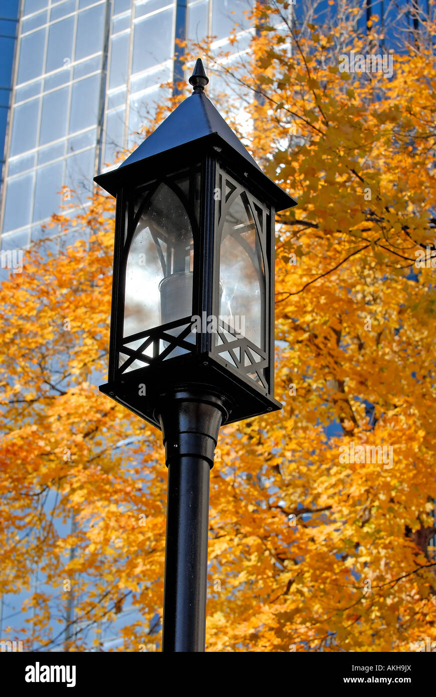 Decorative Street Lamp With Fall Autumn Colors Stock Photo - Alamy