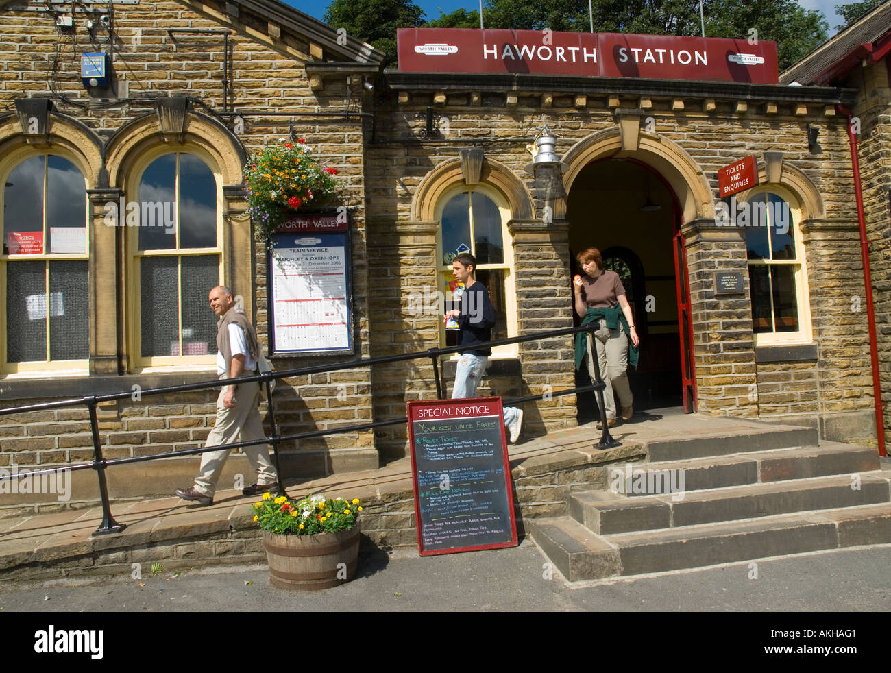 Haworth Station entrance Worth Valley steam Railway Yorkshire England ...