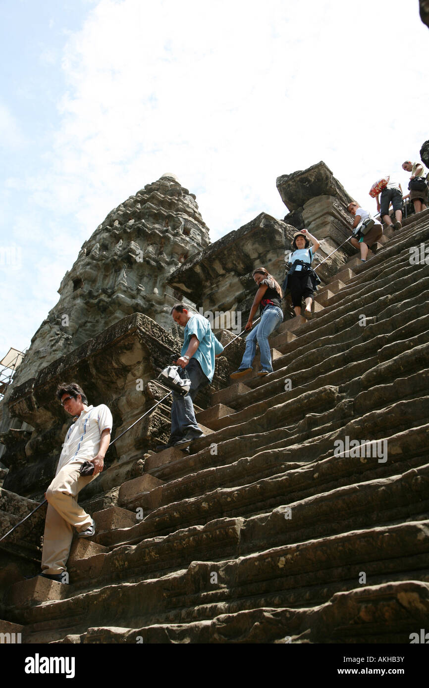 steps Angkor Wat climb steep old Asian Cambodia Stock Photo - Alamy