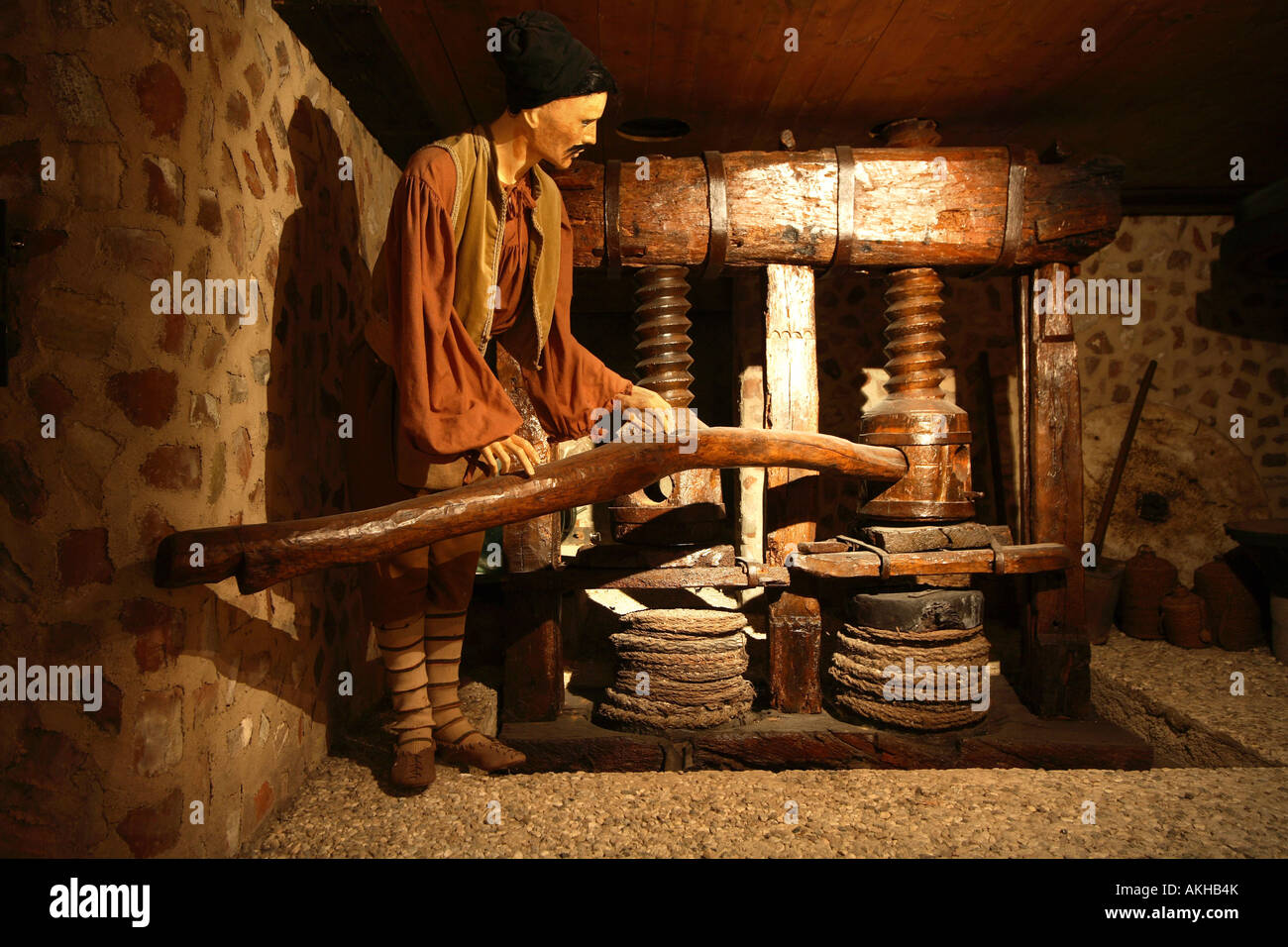 Press, Ancient machining, Museo dell'olio d'oliva, Cisano, Vento, Italy ...